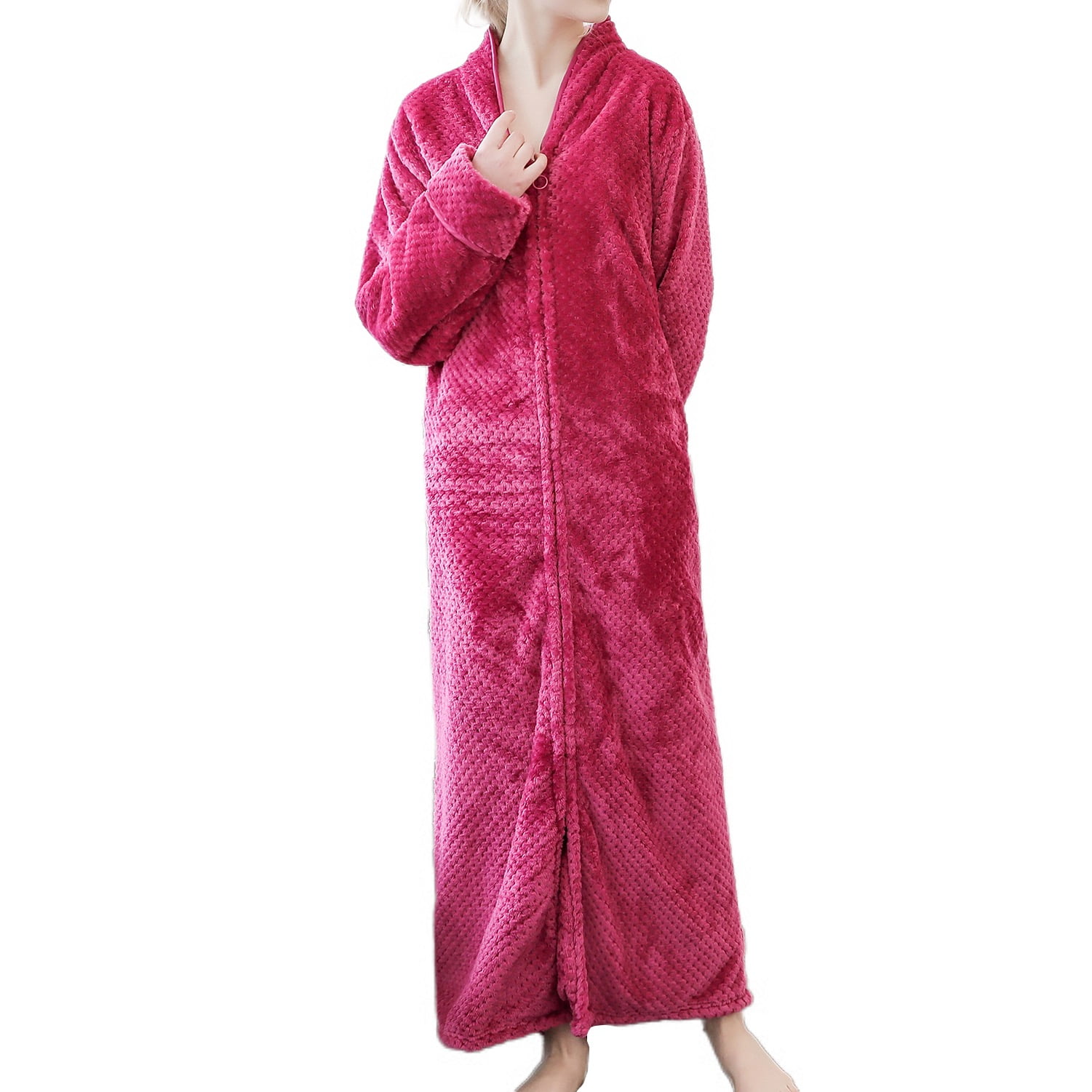 Homgro Women's Winter Long Plush Robe Ladies Full Length Quilted Fuzzy ...