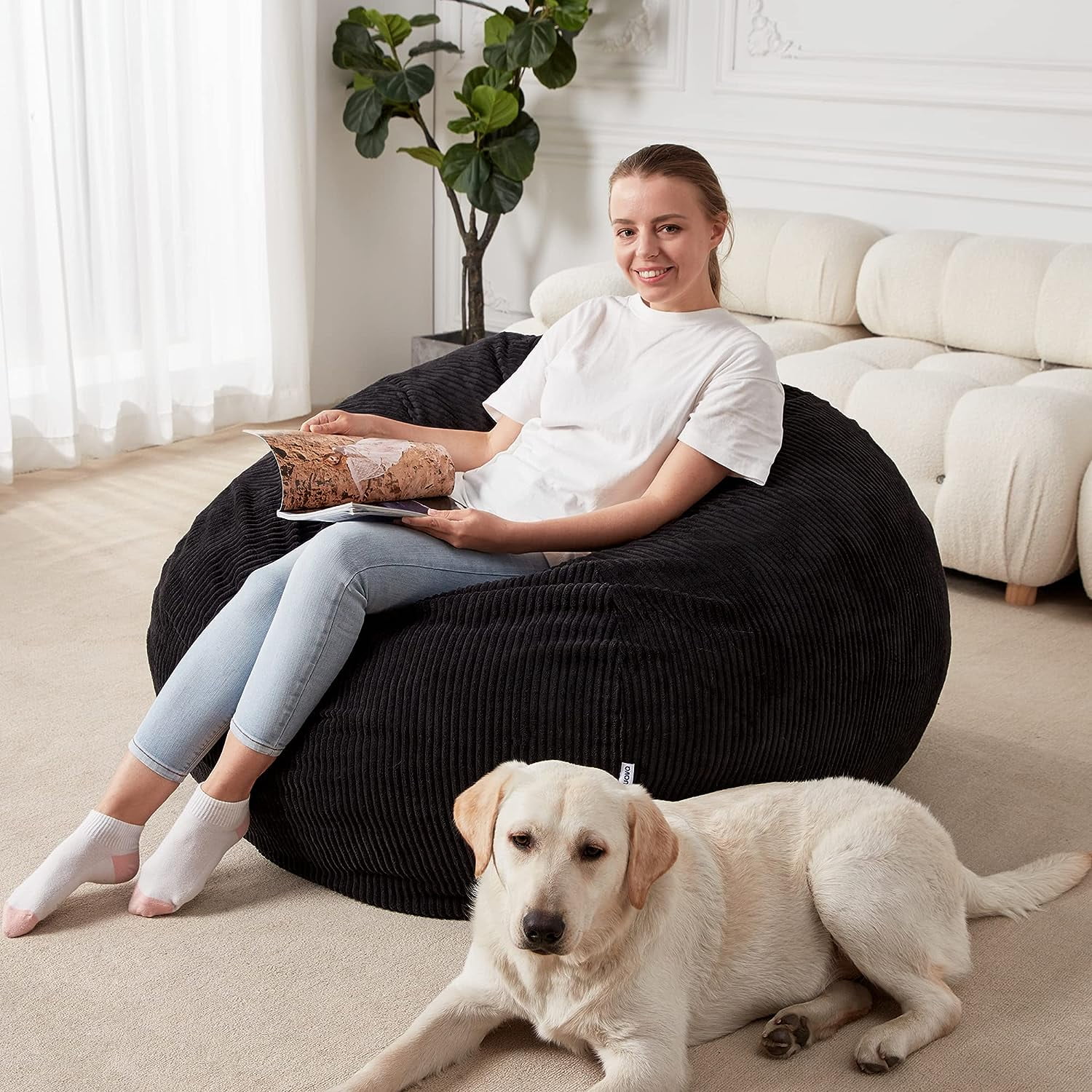 Homguava Bean Bag Chair: Teardrop Bean Bags with Memory Foam Filled ...