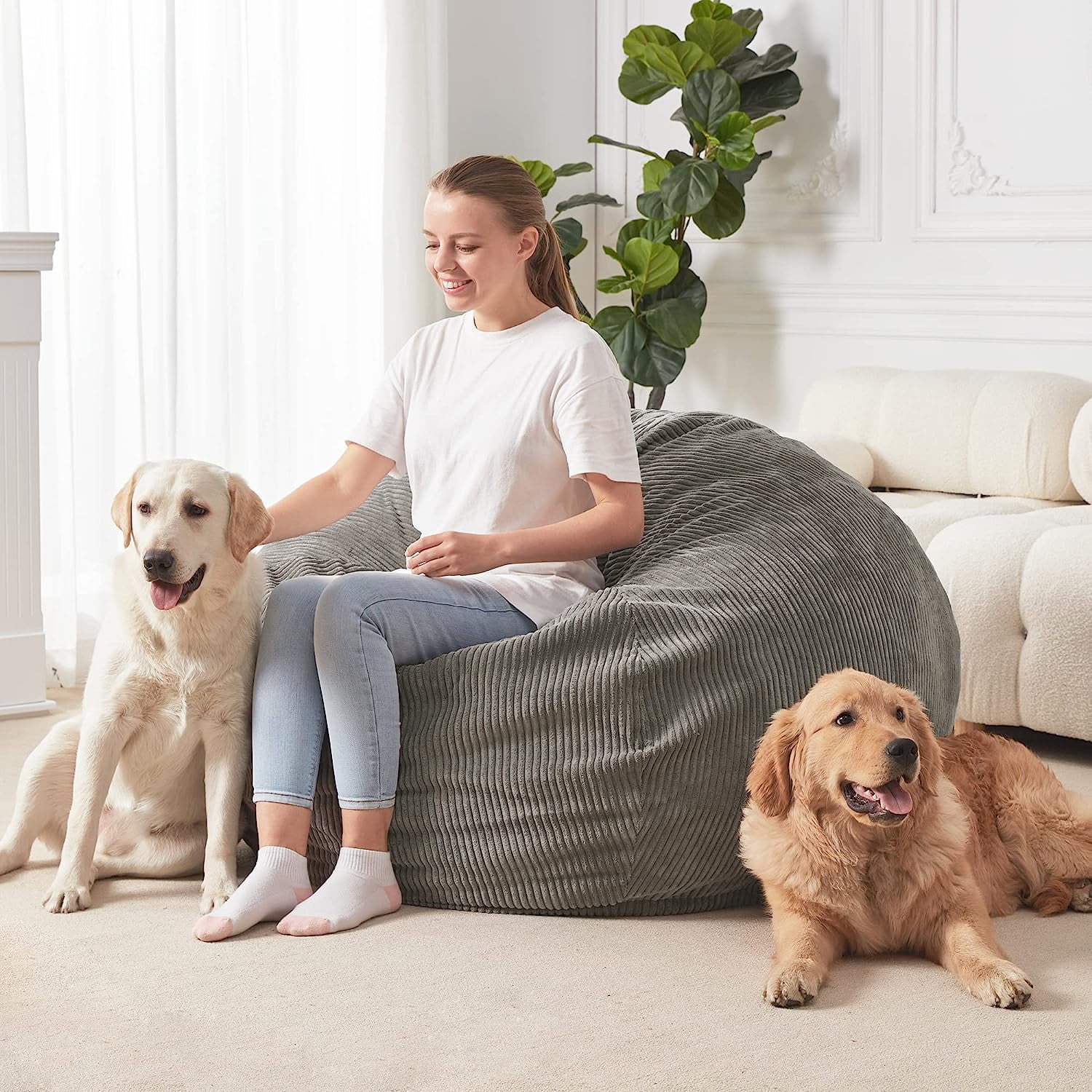 Homguava Bean Bag Chair: Teardrop Bean Bags with Memory Foam Filled ...