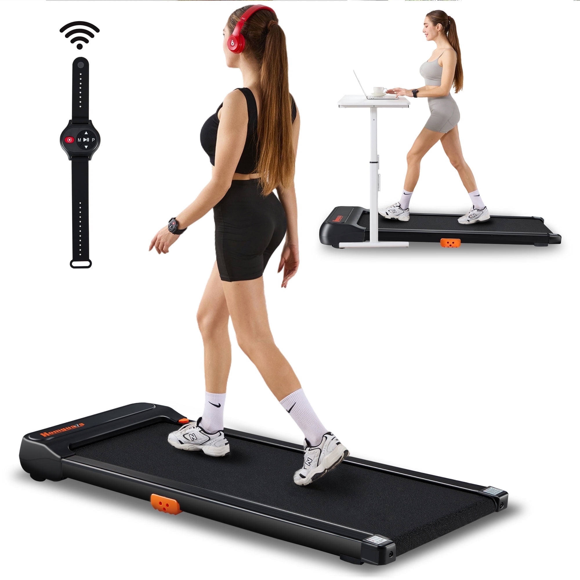 HOMGUAVA Walking Pad Under Desk Treadmill with Watch, LED Screen ...