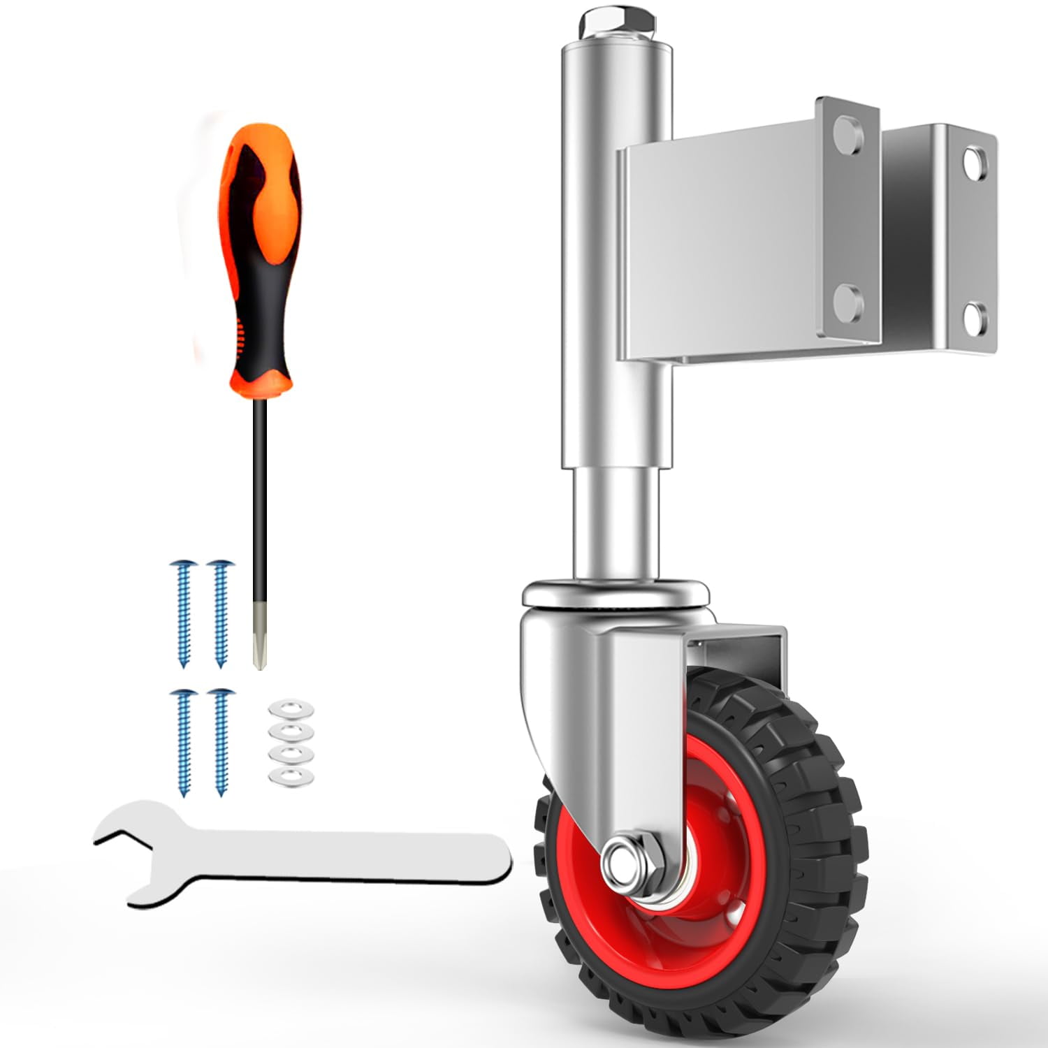 Homhoo Spring Loaded Gate Casters 5” Rubber Tire Heavy Duty Gate Caster ...