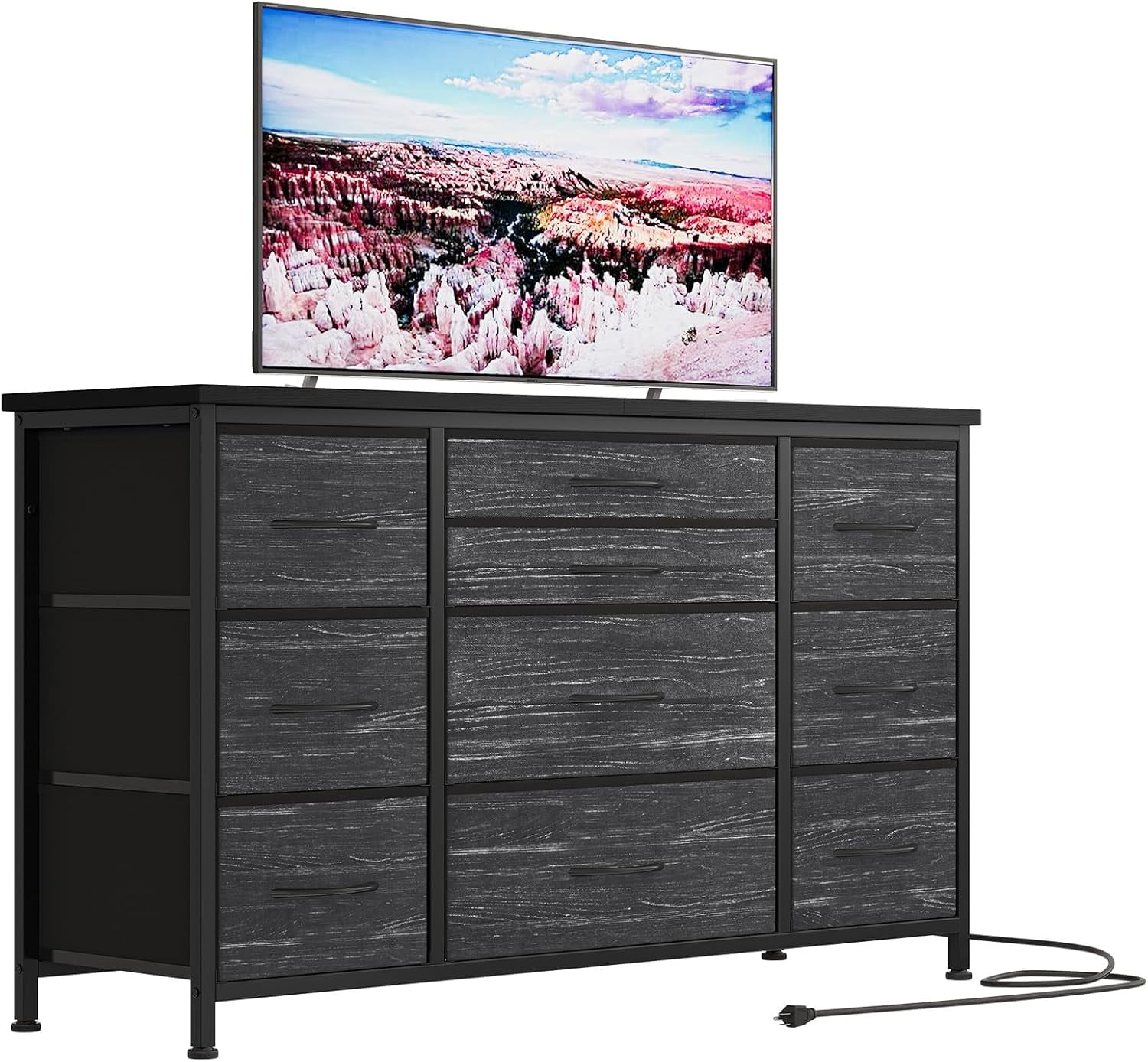 Homhougo 10 Drawer Dresser, 55 Inch TV Stand with Power Outlet ...