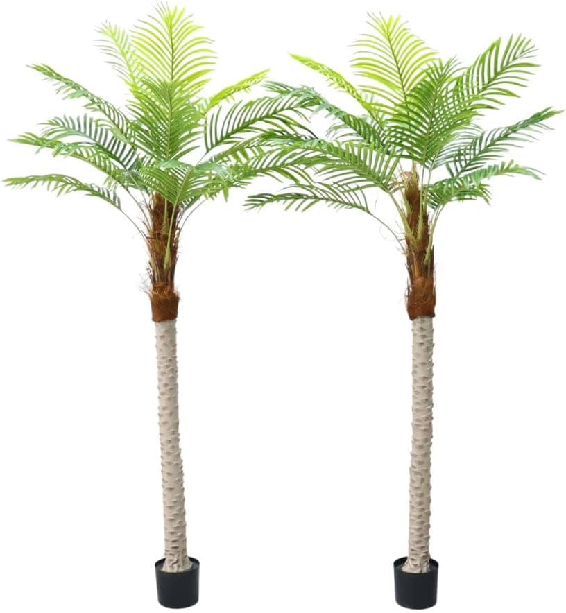 Homhougo 2pcs Artificial Palm Trees, 6.9ft Tall Faux Plants Artificial ...