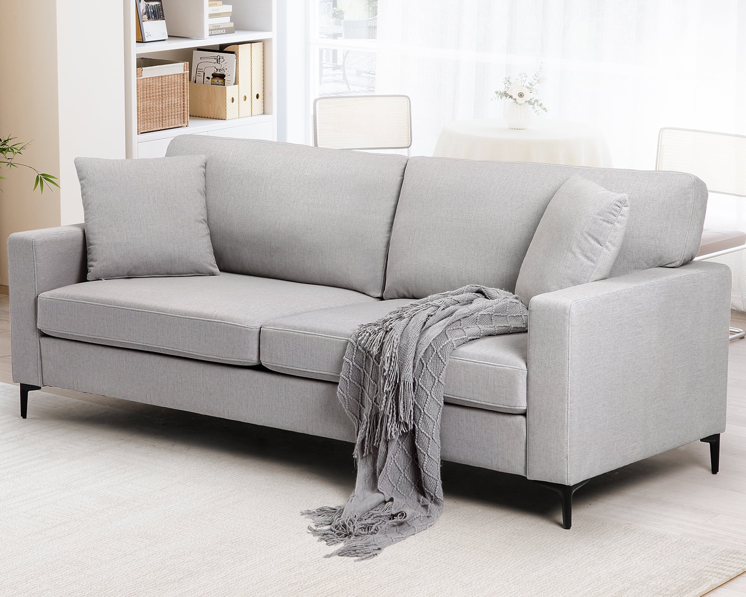 Homhougo 3-Seater Sofa Couch, 83" Wide Fabric Comfy Couch with Deep ...