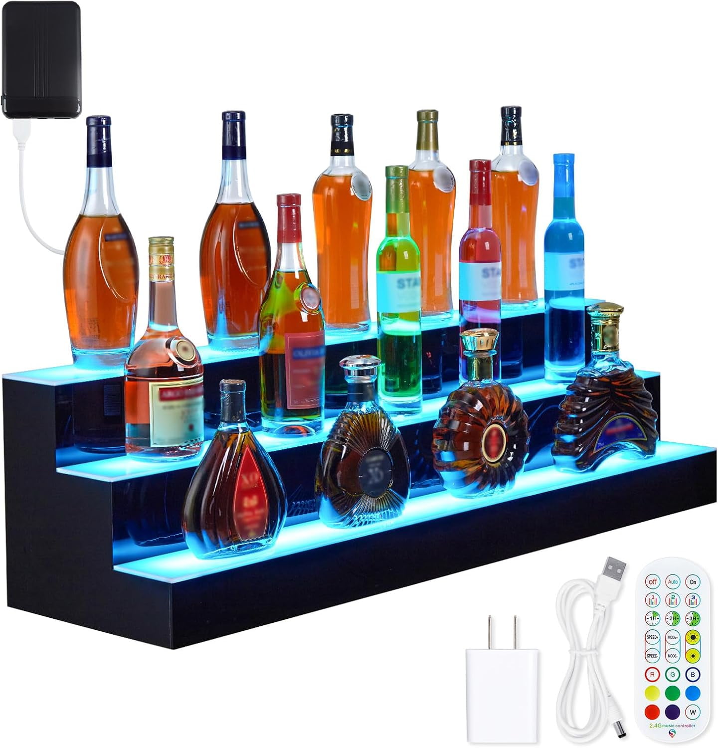 Homhougo 3-Step 40 Inch Liquor Bottle Display Shelf, Commercial Bar ...
