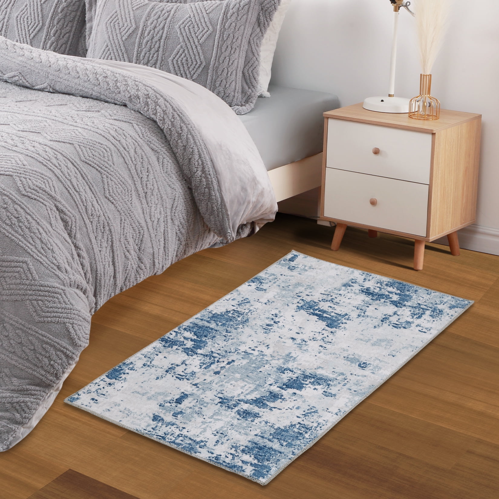 Homhougo—3' x 5' Contemporary Abstract Rug Distressed Rug Machine ...