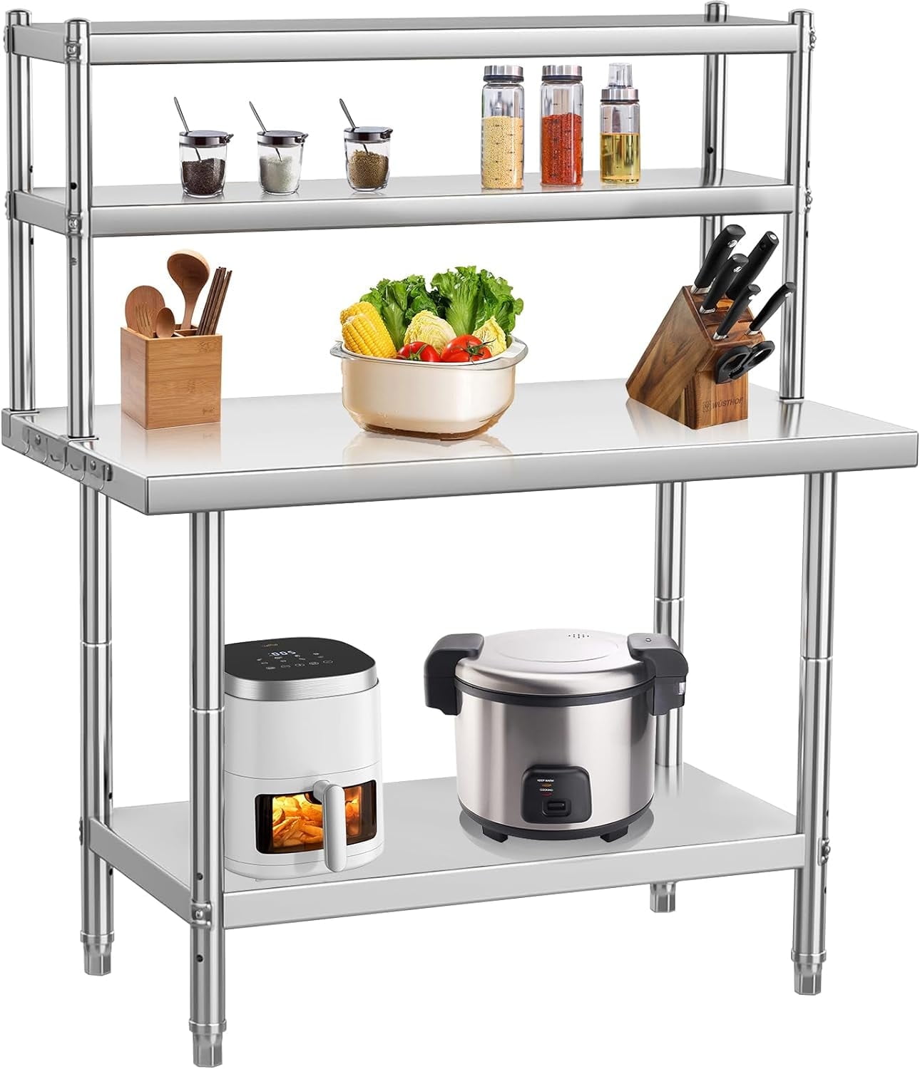 Homhougo- 30'' x 24'' Inches Stainless Steel Work Table with Double ...