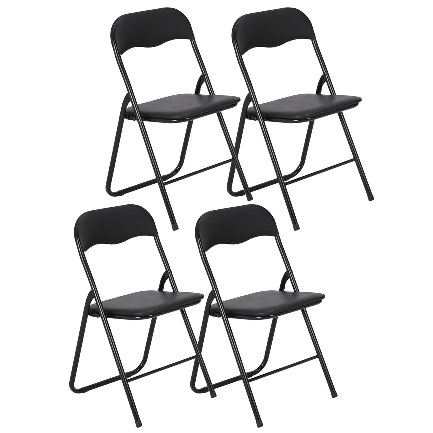 Homhougo 4 Pack Folding Chairs, Fabric Dining Chair Set with Padded ...