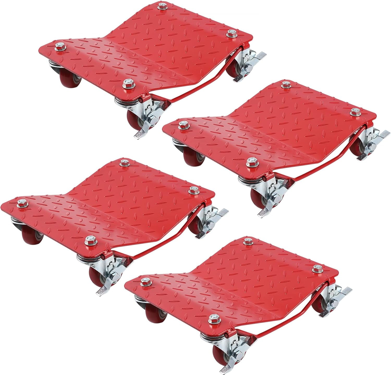 Homhougo 4-Tire Heavy Duty Car Wheel Dollies – 16" x 13" Carbon Steel ...