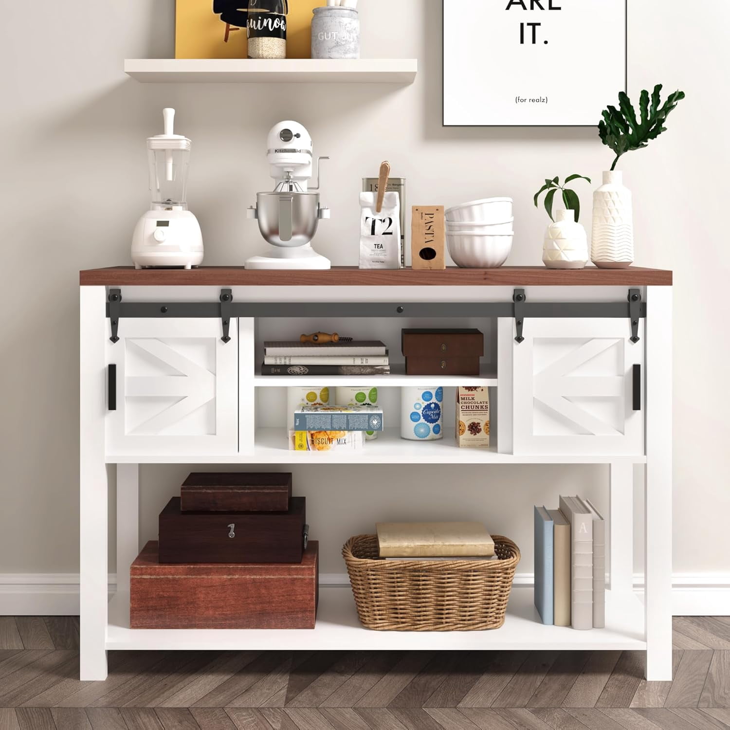 Homhougo 47.2" Console Table with Storage, Tall Entryway Table with ...