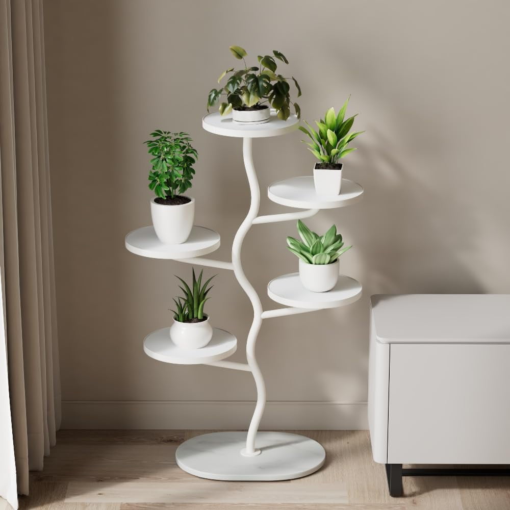 Homhougo 5 Tier Plant Stand, Metal Flower Pot Shelf Holder Clearance ...