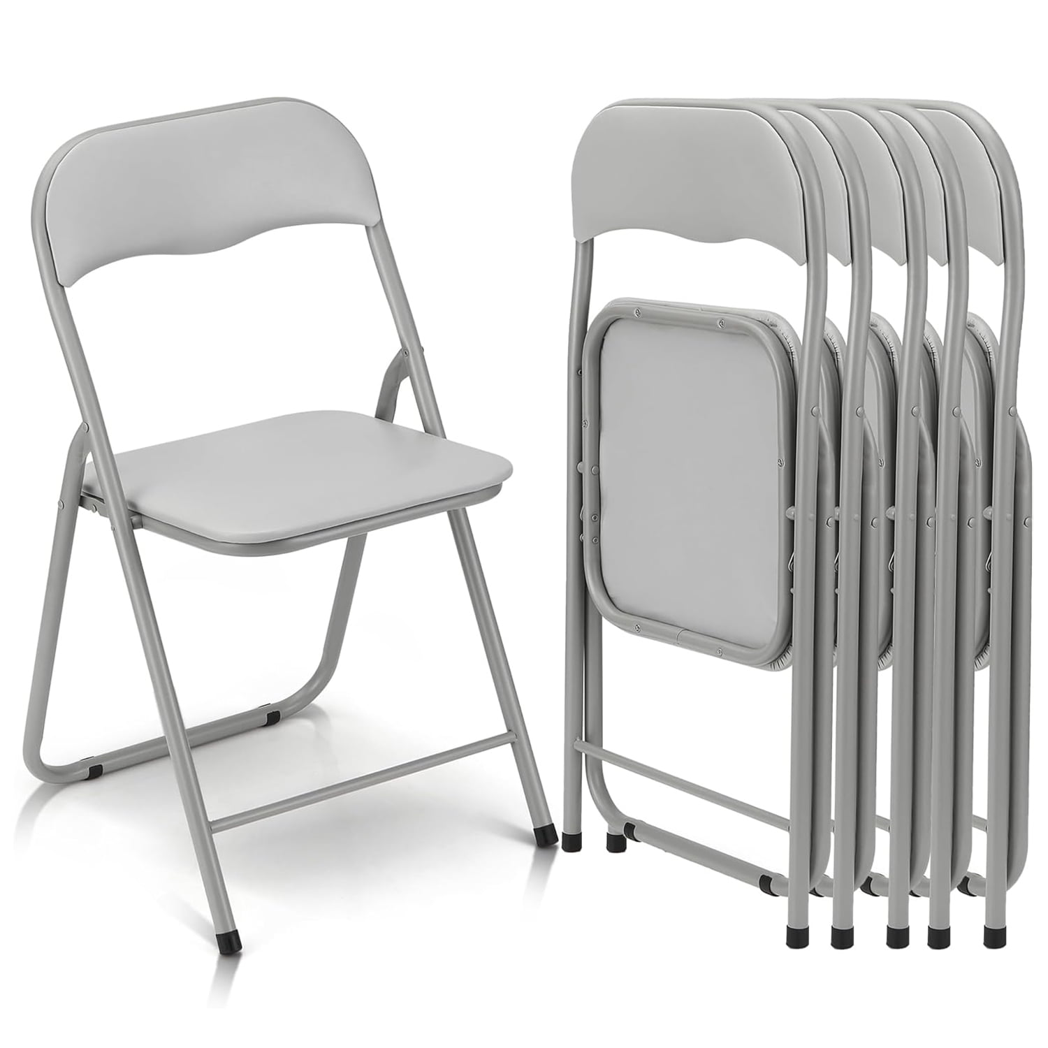 Homhougo 6 Pack Folding Chairs, Fabric Dining Chair Set with Padded ...