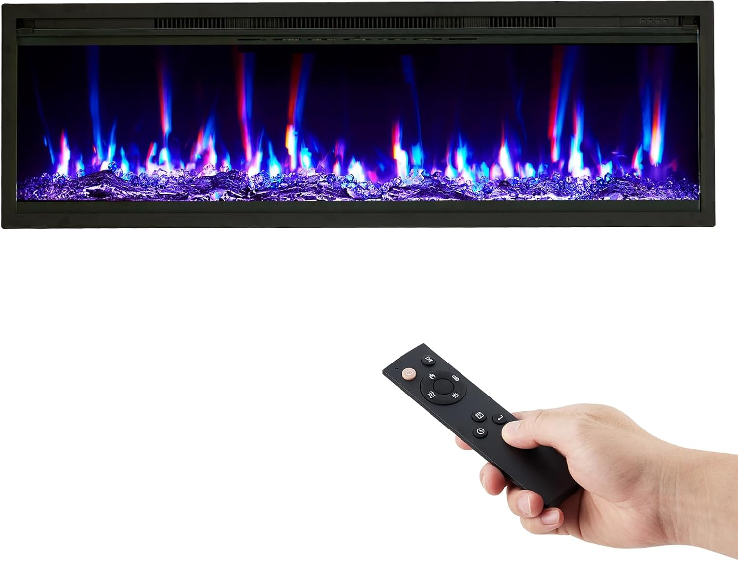 Homhougo 60" Ultra-Thin Electric Fireplace Wall Mounted or Recessed ...