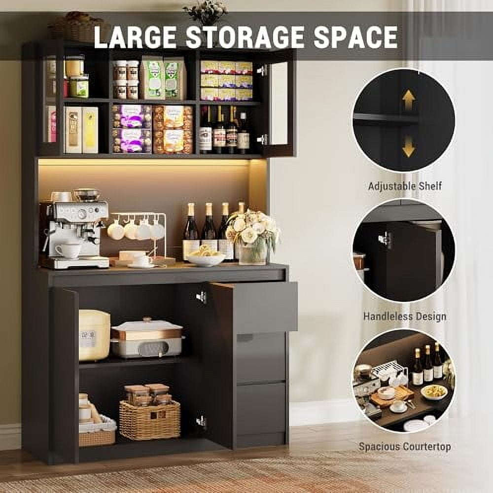 Homhougo 70'' Kitchen Pantry Cabinet,Tall Storage Cabinet with Power ...