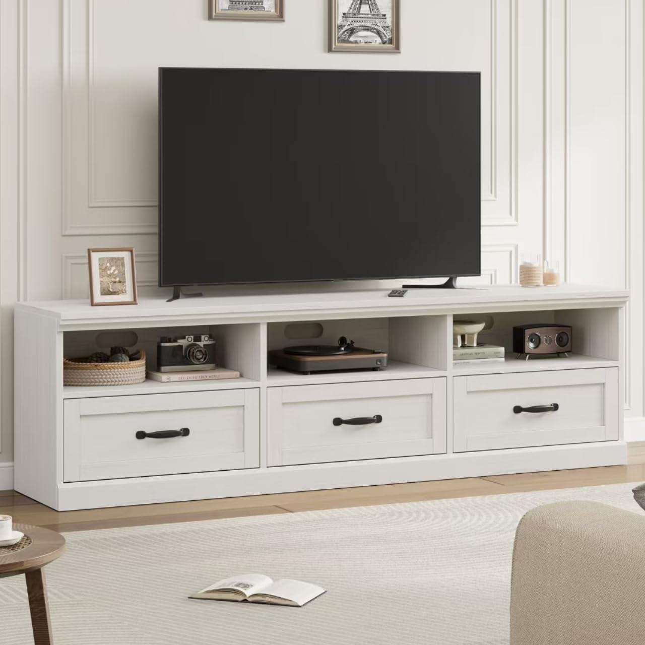 Homhougo 70in TV Stand for TVs up to 80", Mid Century Modern ...