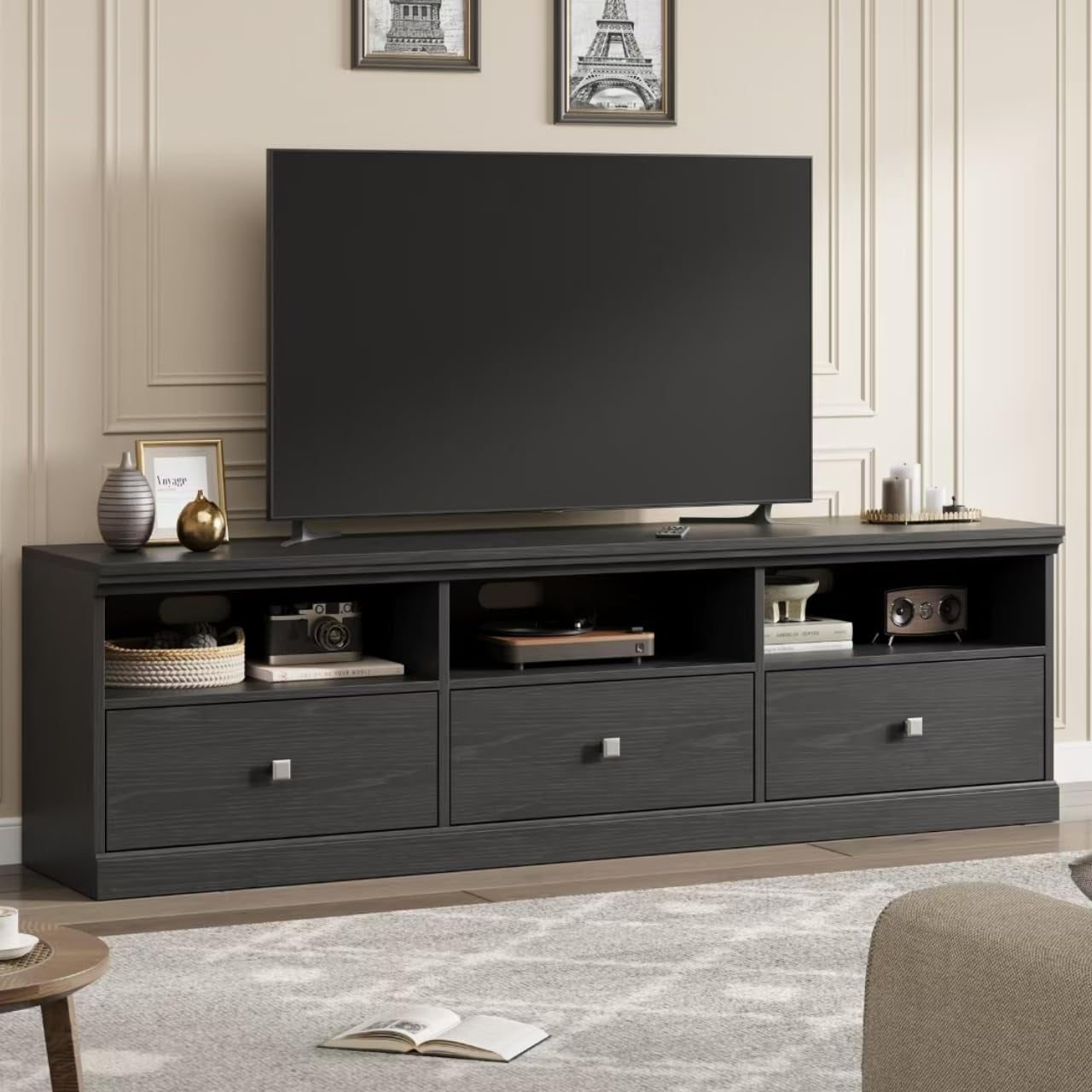 Homhougo 70in TV Stand for TVs up to 80", Mid Century Modern ...