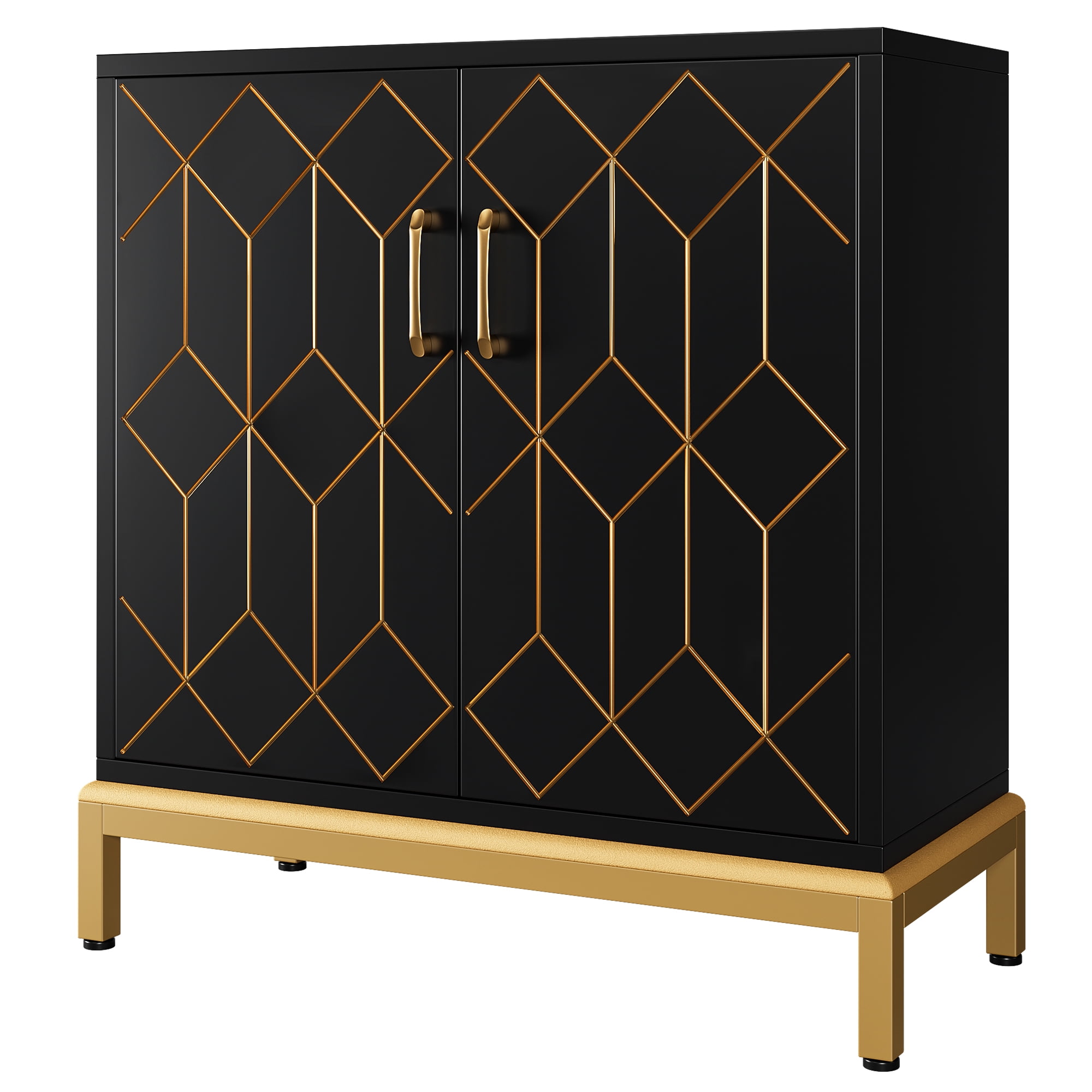 Homhougo Furniture Accent Cabinet, Modern Metal Decorative Storage ...