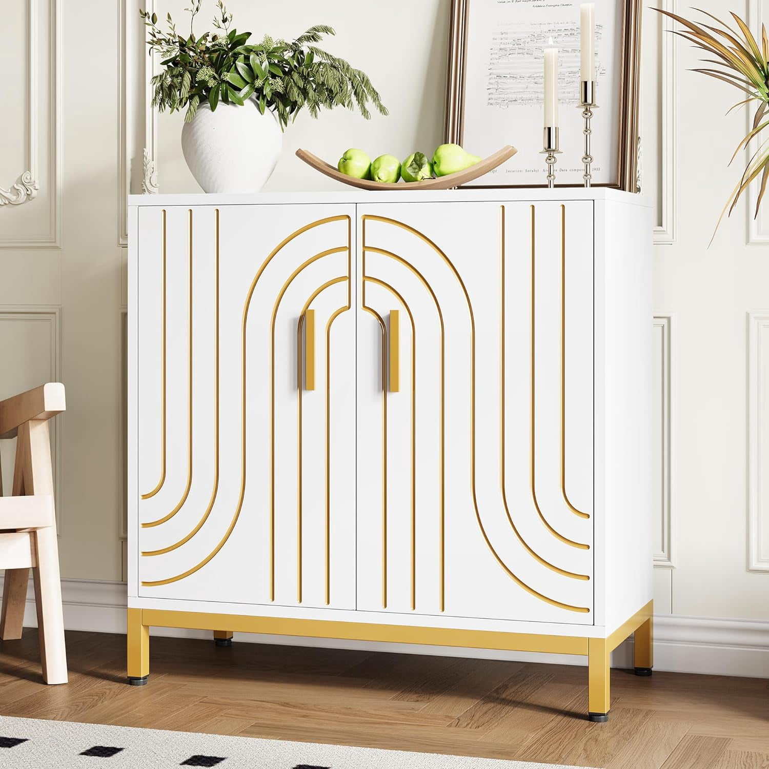 Homhougo Accent Wood Buffet Cabinet, Sideboard Buffet Cabinet with ...