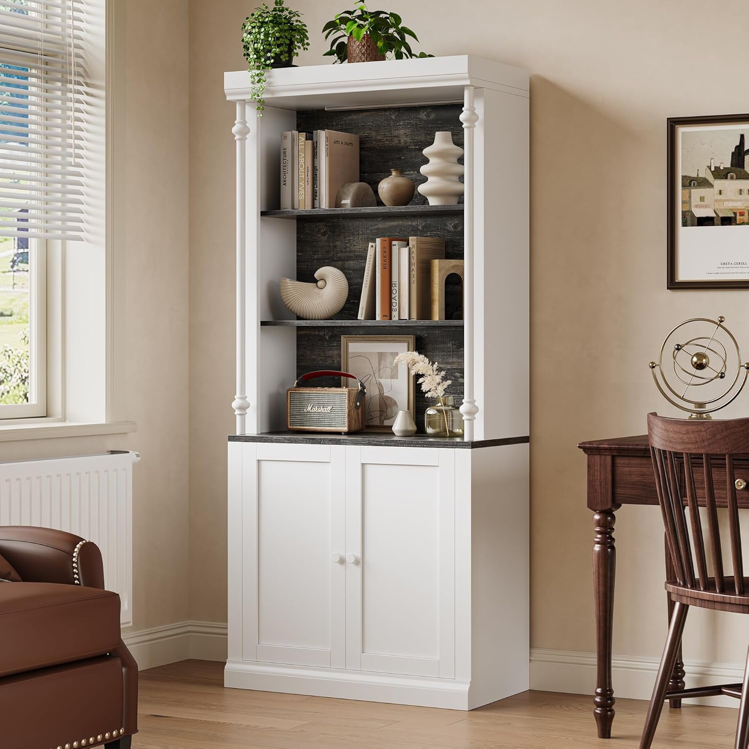 Homhougo Bookshelf, Tall Storage Bookcase with 3-Tier Open Shelves ...