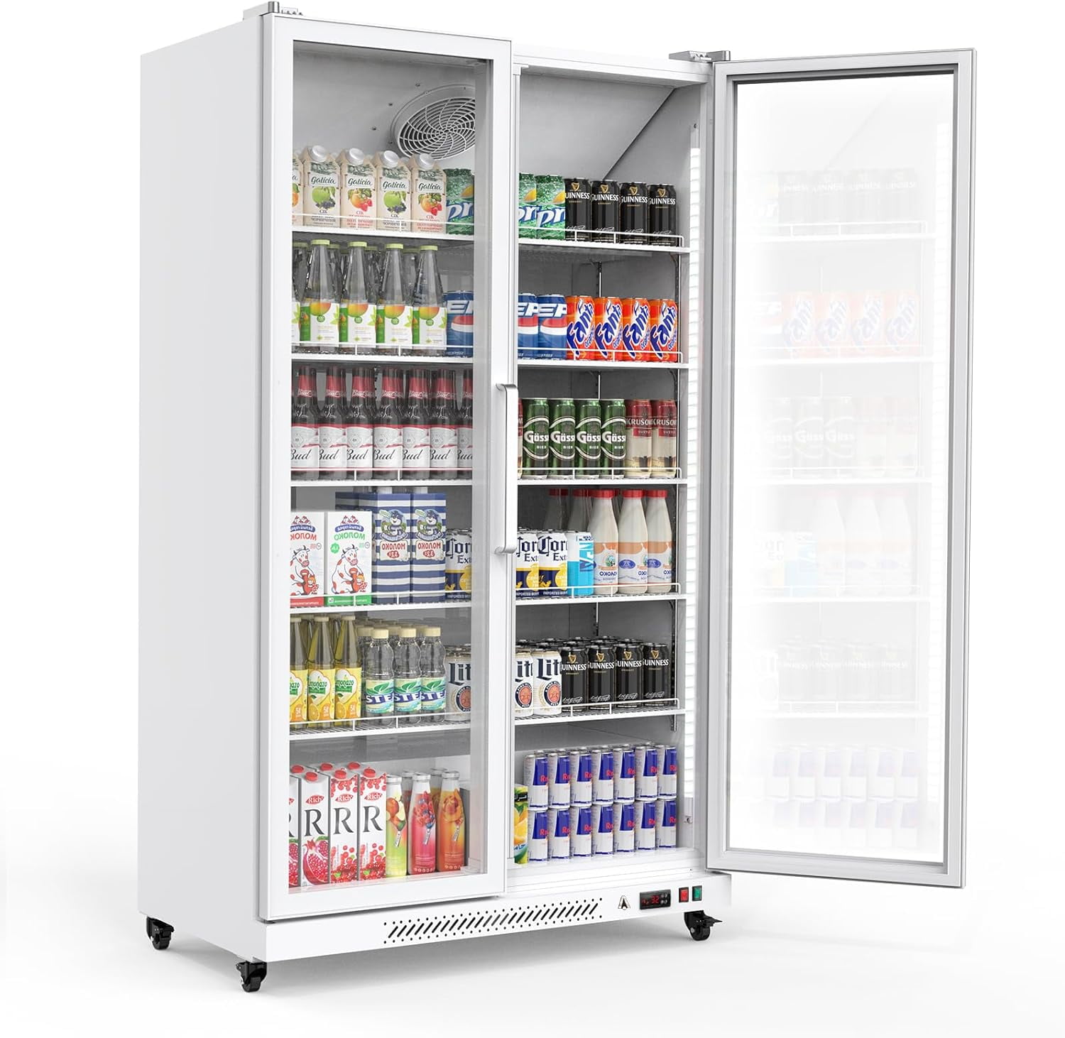 Homhougo Commercial Merchandiser Refrigerator with 2 Glass Doors, 27.1 ...