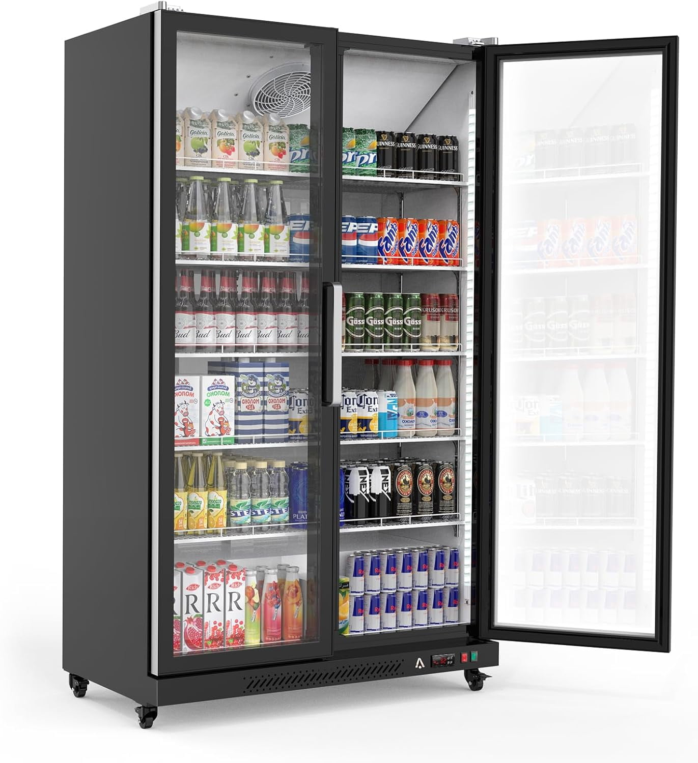 Homhougo Commercial Merchandiser Refrigerator with 2 Glass Doors, 27.1 ...