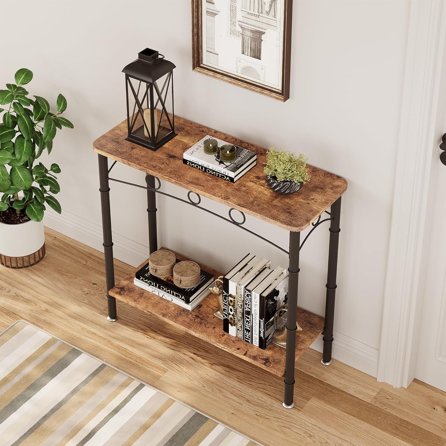 Homhougo Console Table, entryway Table, Narrow Sofa Table with Shelves ...