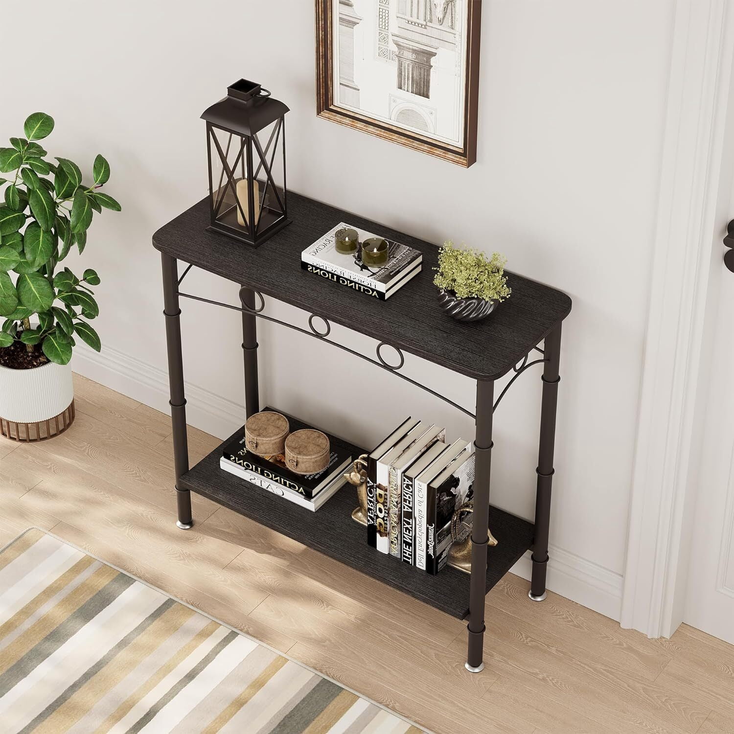 Homhougo Console Table, entryway Table, Narrow Sofa Table with Shelves ...