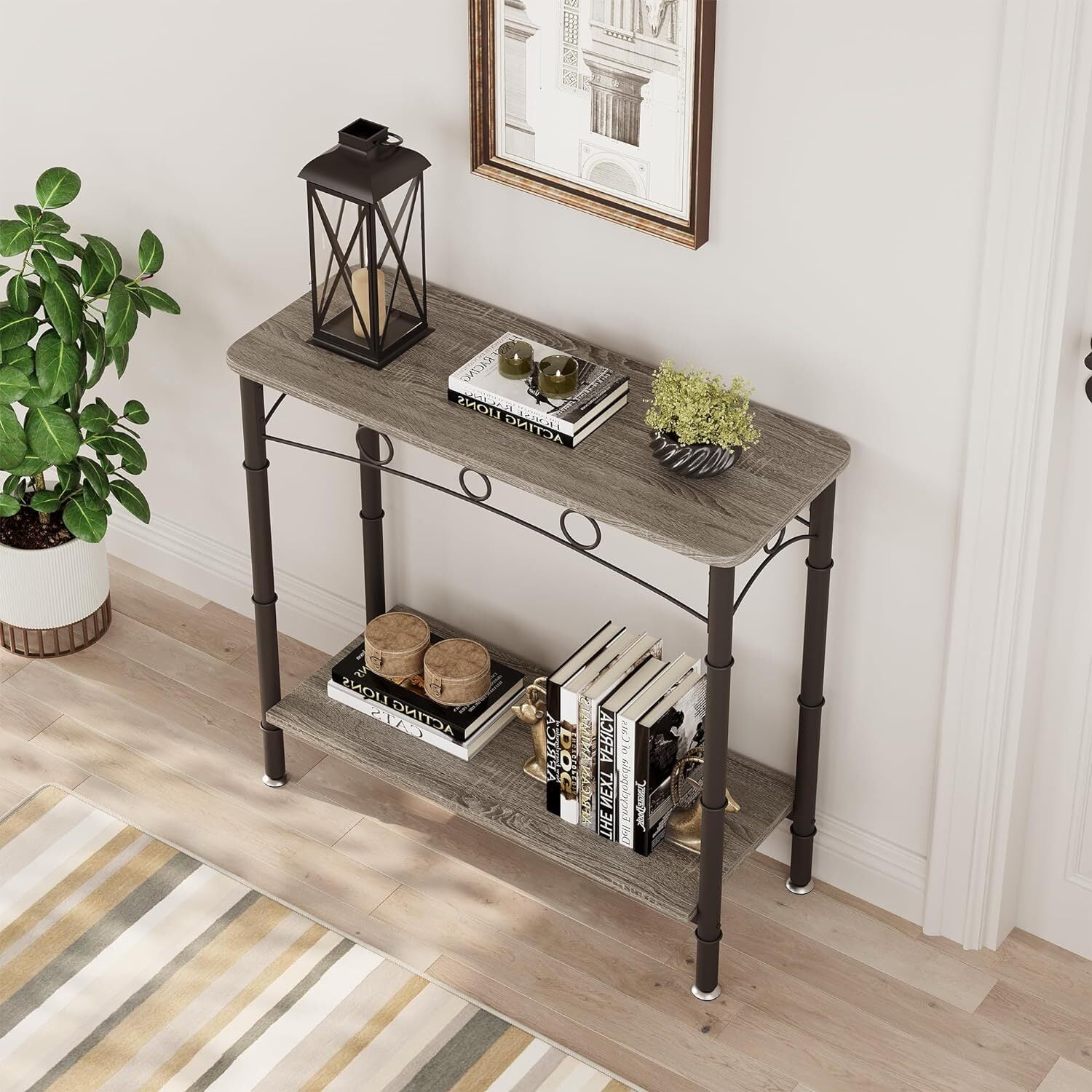 Homhougo Console Table, entryway Table, Narrow Sofa Table with Shelves ...