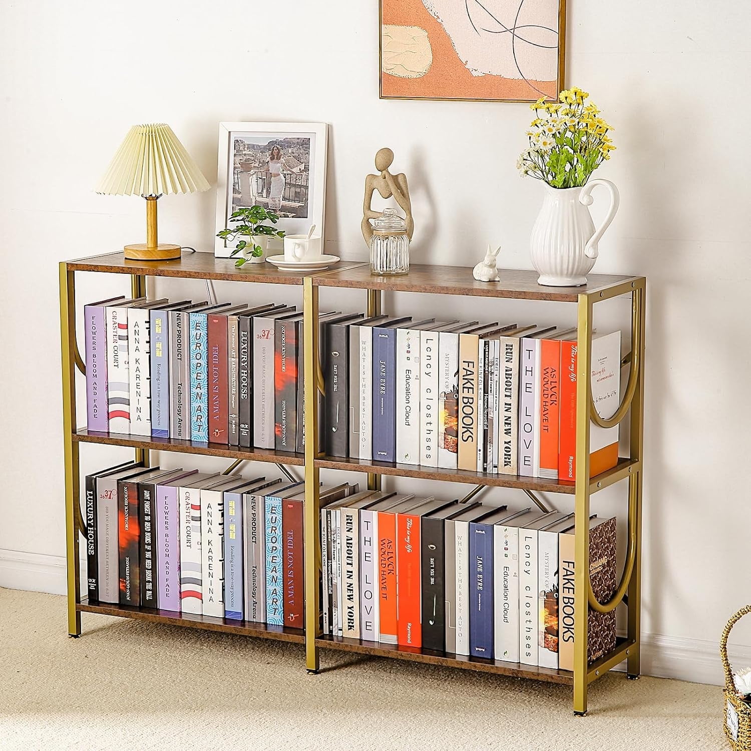 Homhougo—Console Table with Storage Shelves, 46.5" Rustic Behind Couch ...