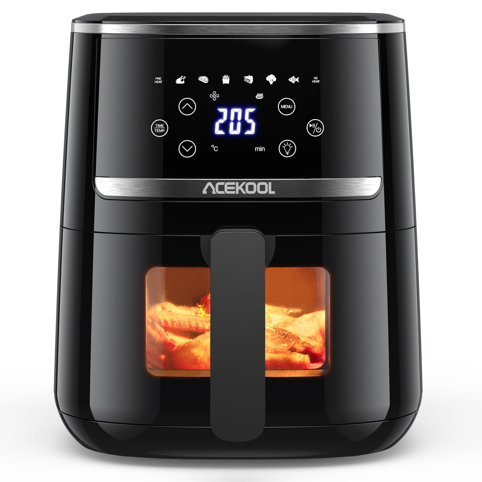 Homhougo—Digital Touch Screen Air Fryer with Visible Window & 8 Cooking ...