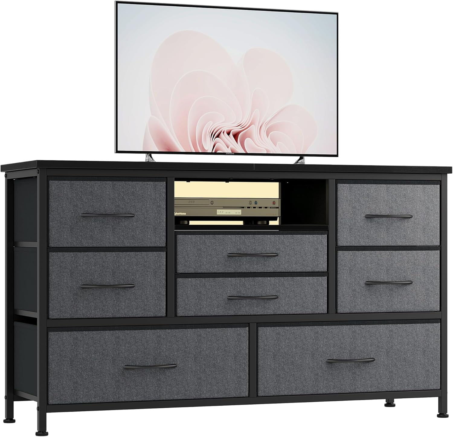 Homhougo Dresser TV Stand with Power Outlet & LED for 55'' TV, Long ...