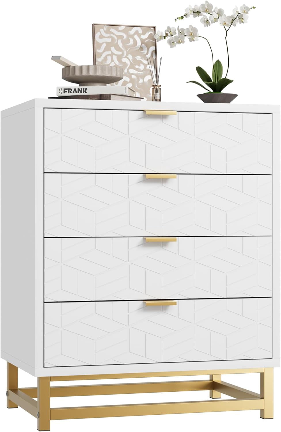 Homhougo Dressers for Bedroom 4 Drawer, Chest of Drawers with Metal ...