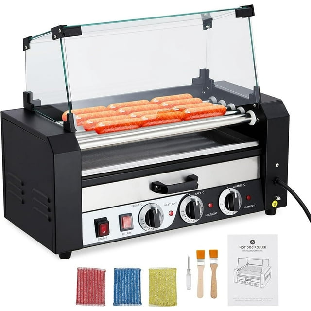 Homhougo—Electric 12 Hot Dog 5 Roller Grill Cooker Warmer Bun Sausage ...