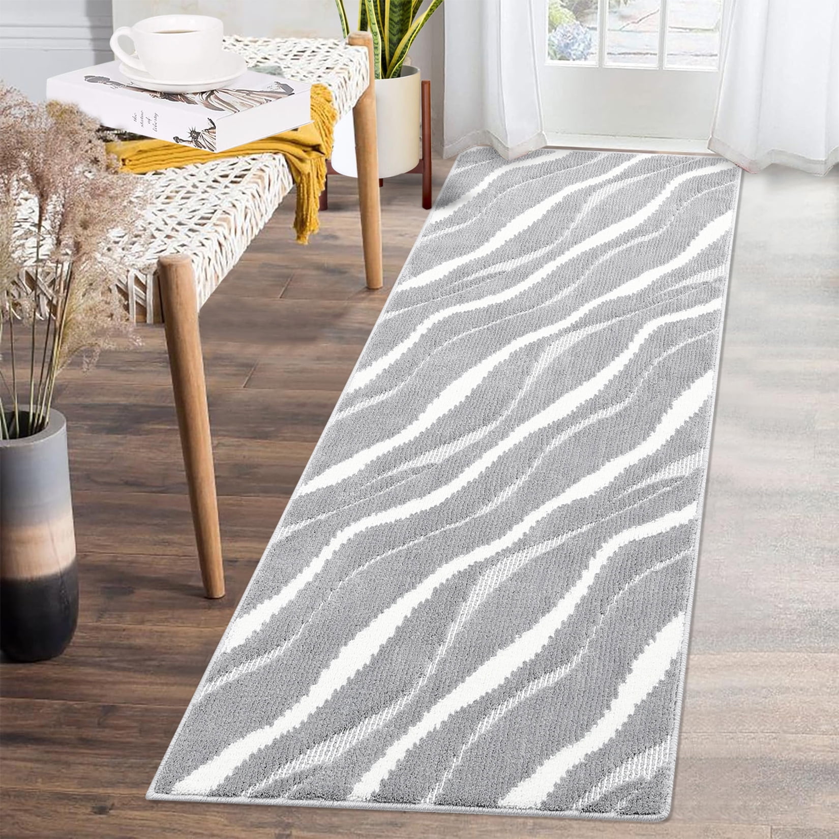 Homhougo—Hallway Runner Rug 2x6 Modern Waves Plush Accent Rug Entryway ...