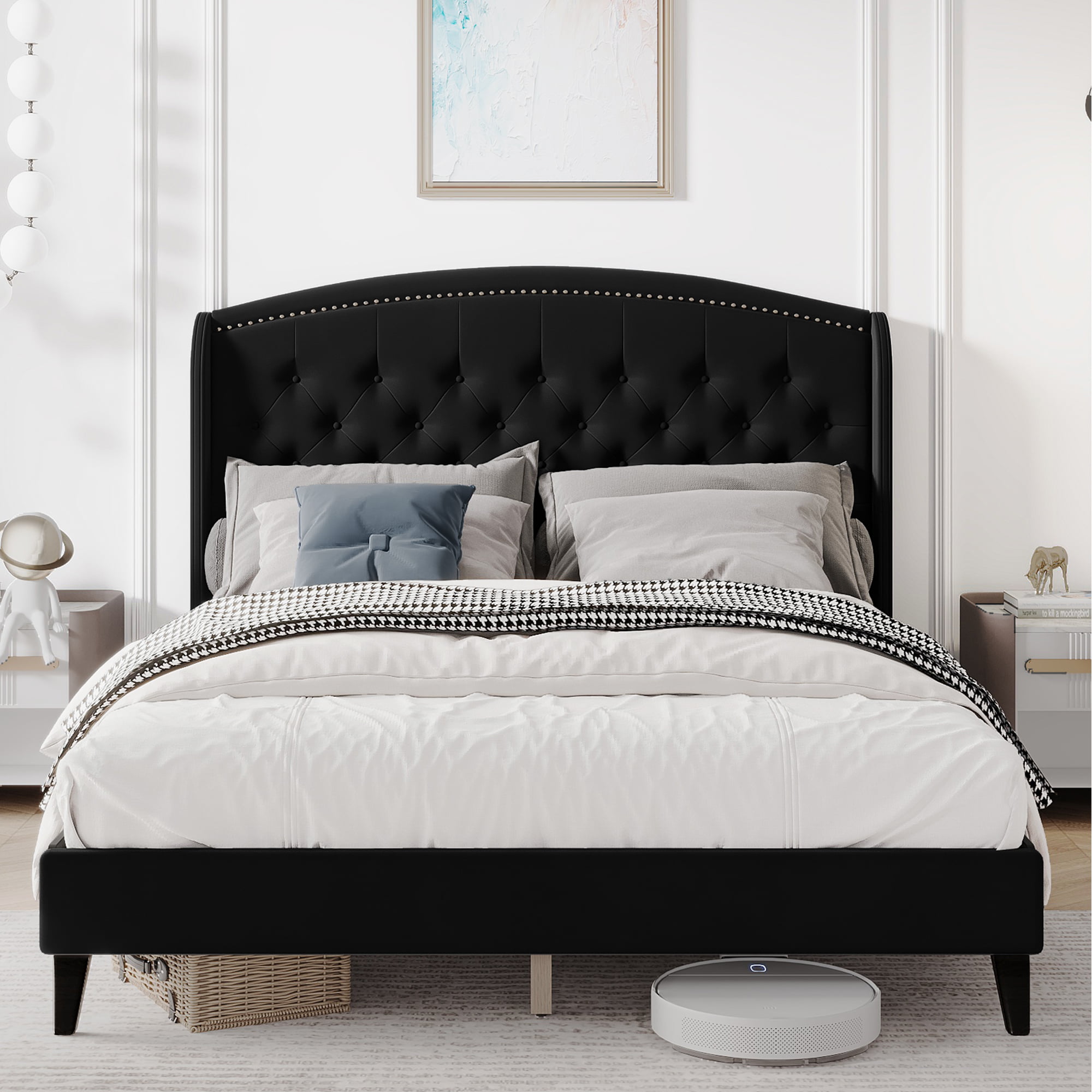 Homhougo—King Size Bed Frame, Platform Bed Frame King with Upholstered ...