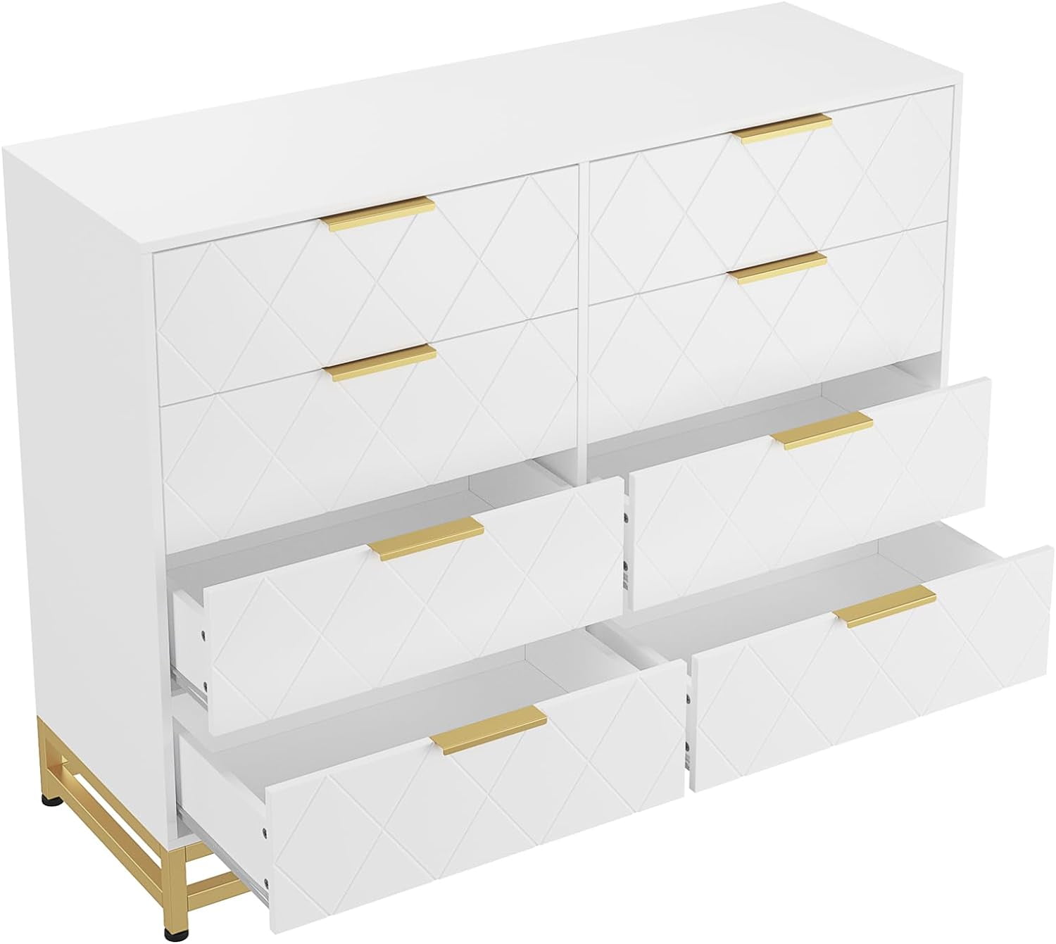 Homhougo Model 8 Drawer Dresser, Wood Deep Dresser Drawers For Bedroom ...