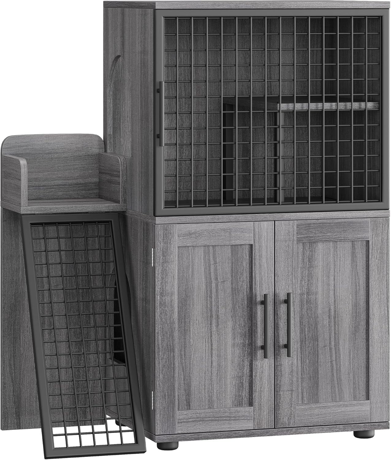 Homhougo Modern Villa Litter Box Enclosure with Platform, Double Layer ...