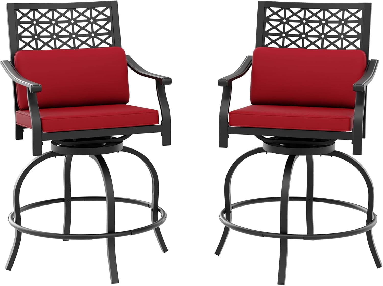 Homhougo Outdoor High Swivel Bar Stools, Bar Height Patio Chairs with ...