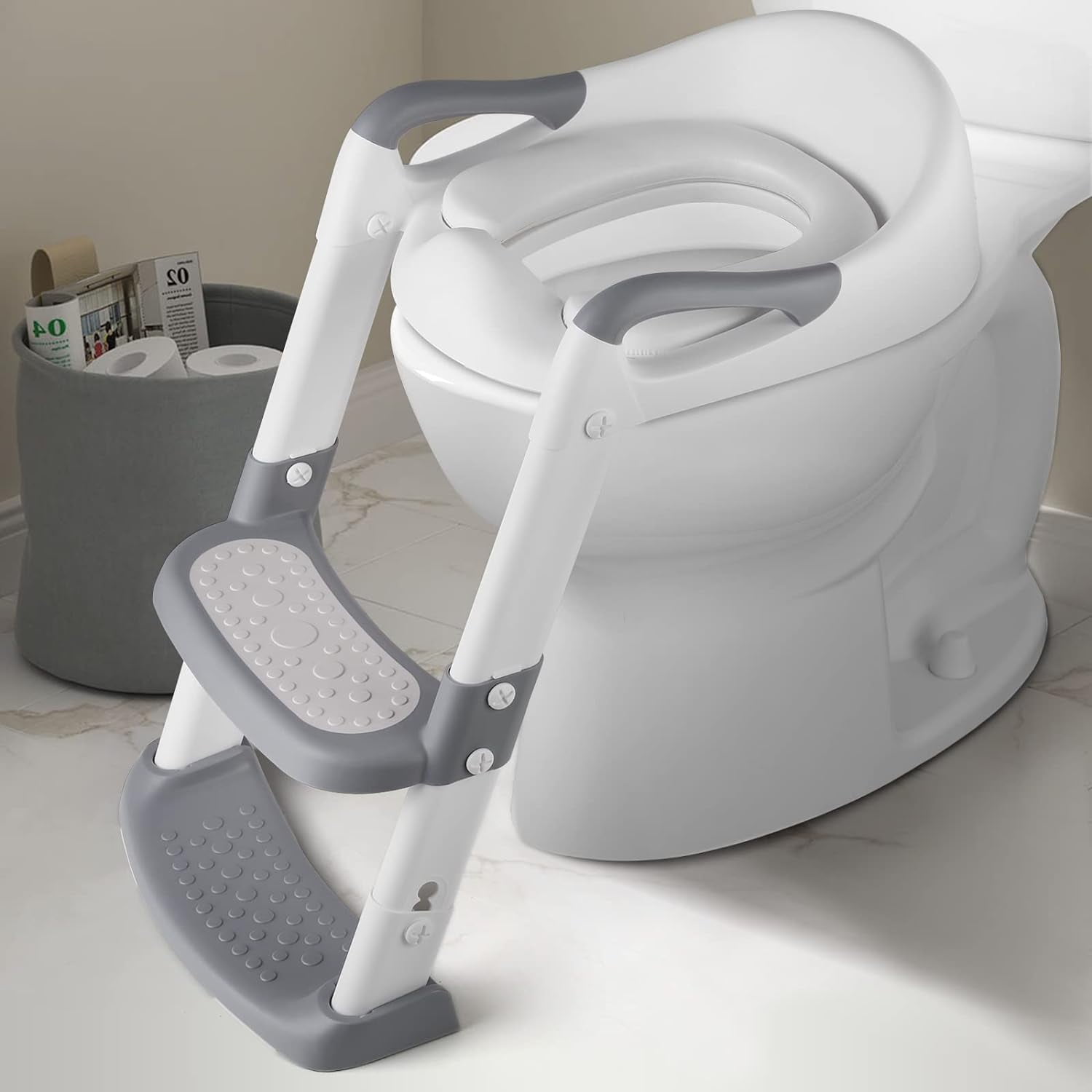 Homhougo Potty Training Seat with Anti-Slip Step Ladder, Foldable ...