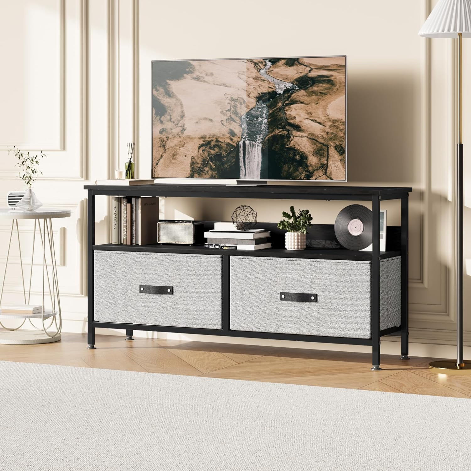 Homhougo TV Stand Dresser with Storage, TV Console for Living Room, 2 ...