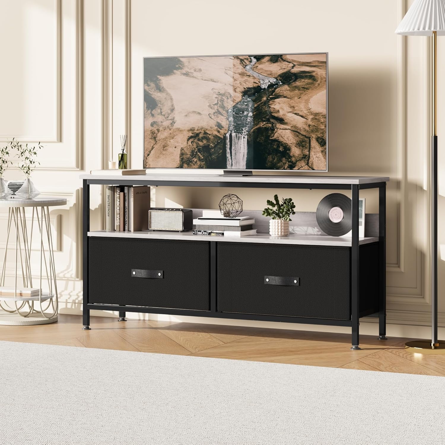 Homhougo TV Stand Dresser with Storage, TV Console for Living Room, 2 ...