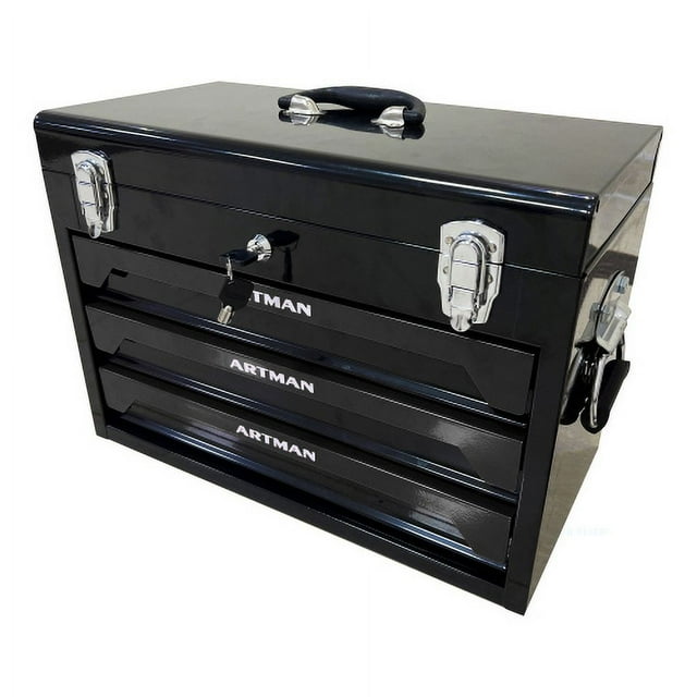 Homhougo Tool Box with Tool Set 3 Drawers Metal Toolbox Portable Tool ...