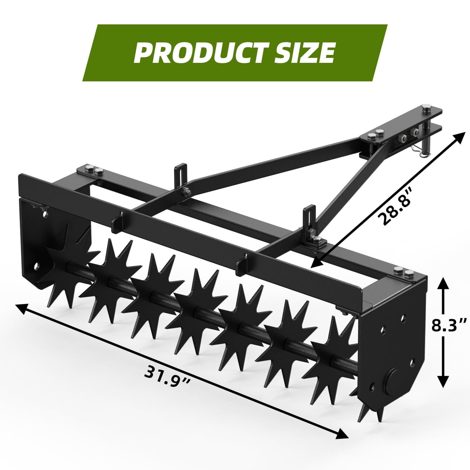 Homhougo 32-Inch Tow Behind Spike Aerator with Steel Tines - Durable ...