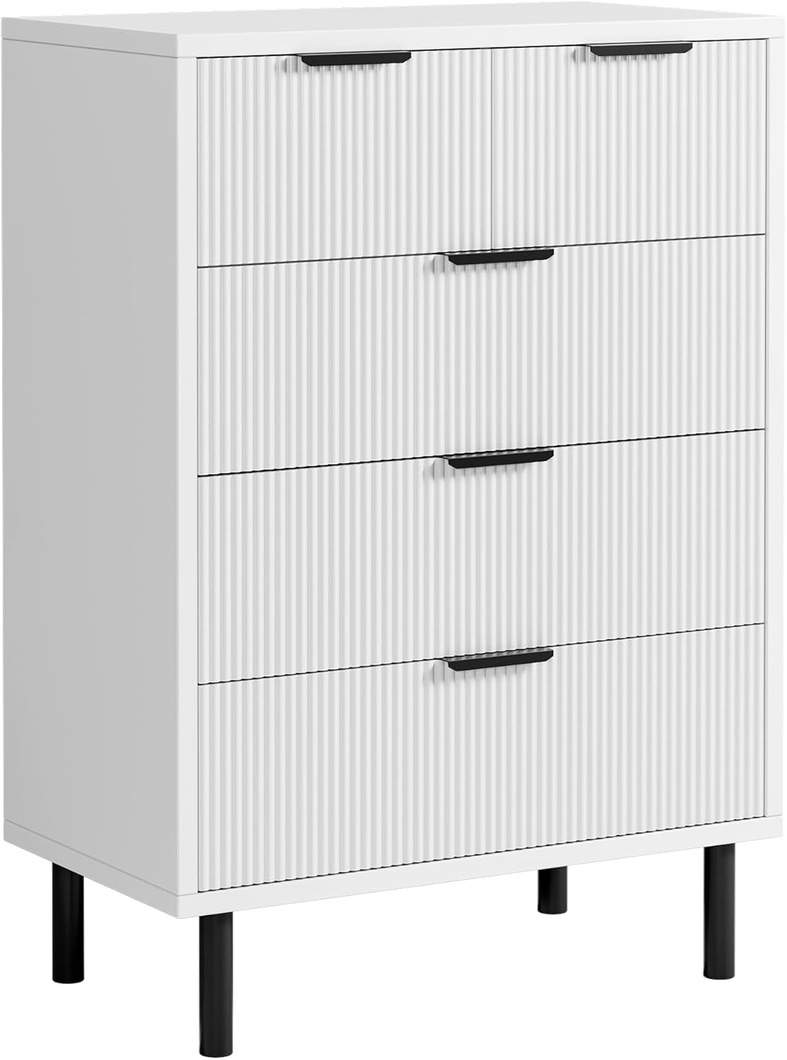 Homhougo Wave Fluted 5 Drawer Dresser for Bedroom, Tall Dresser Chest ...