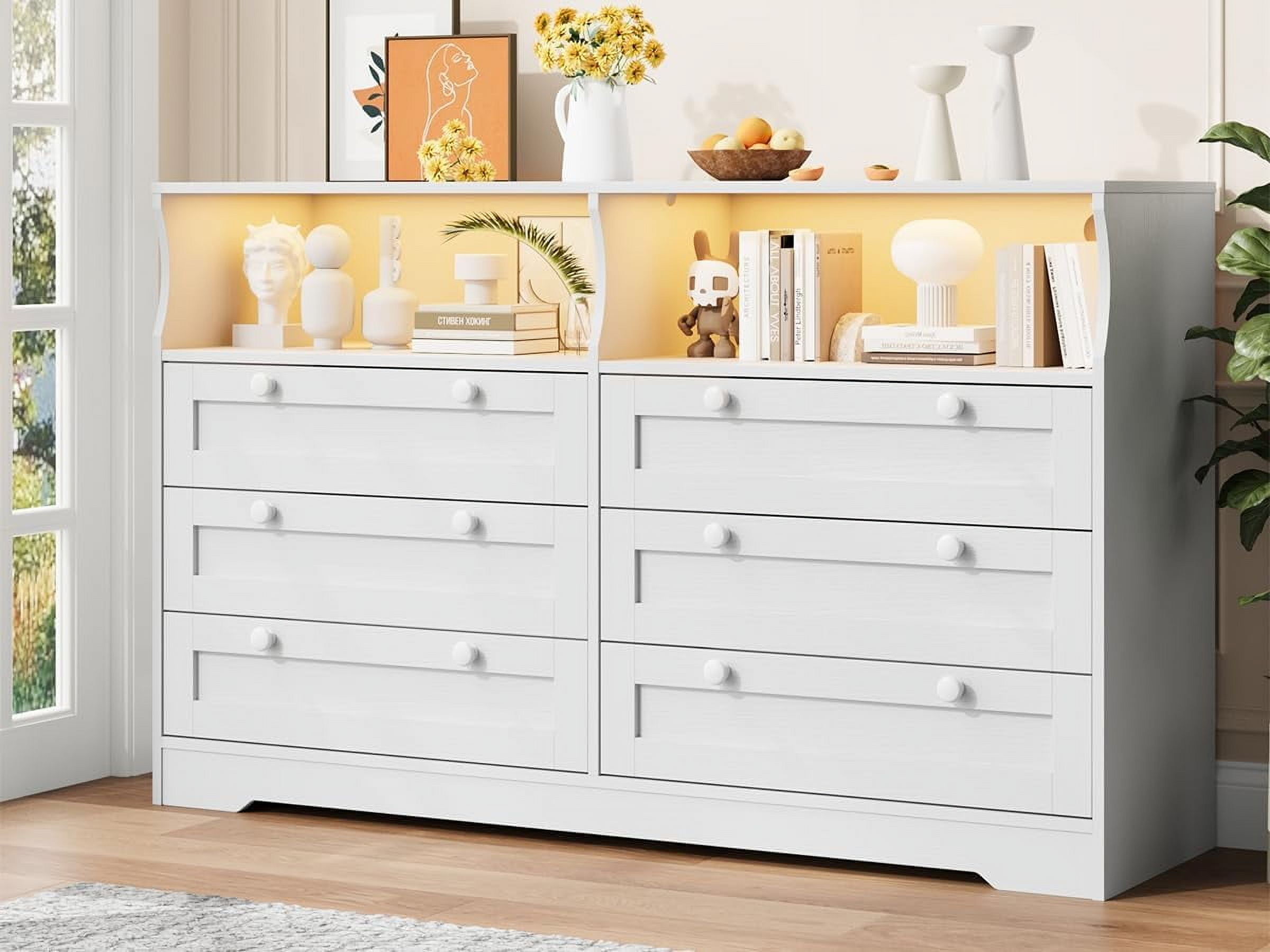 Homhougo White Dresser for Bedroom, Large Wooden Bedroom Dressers with ...