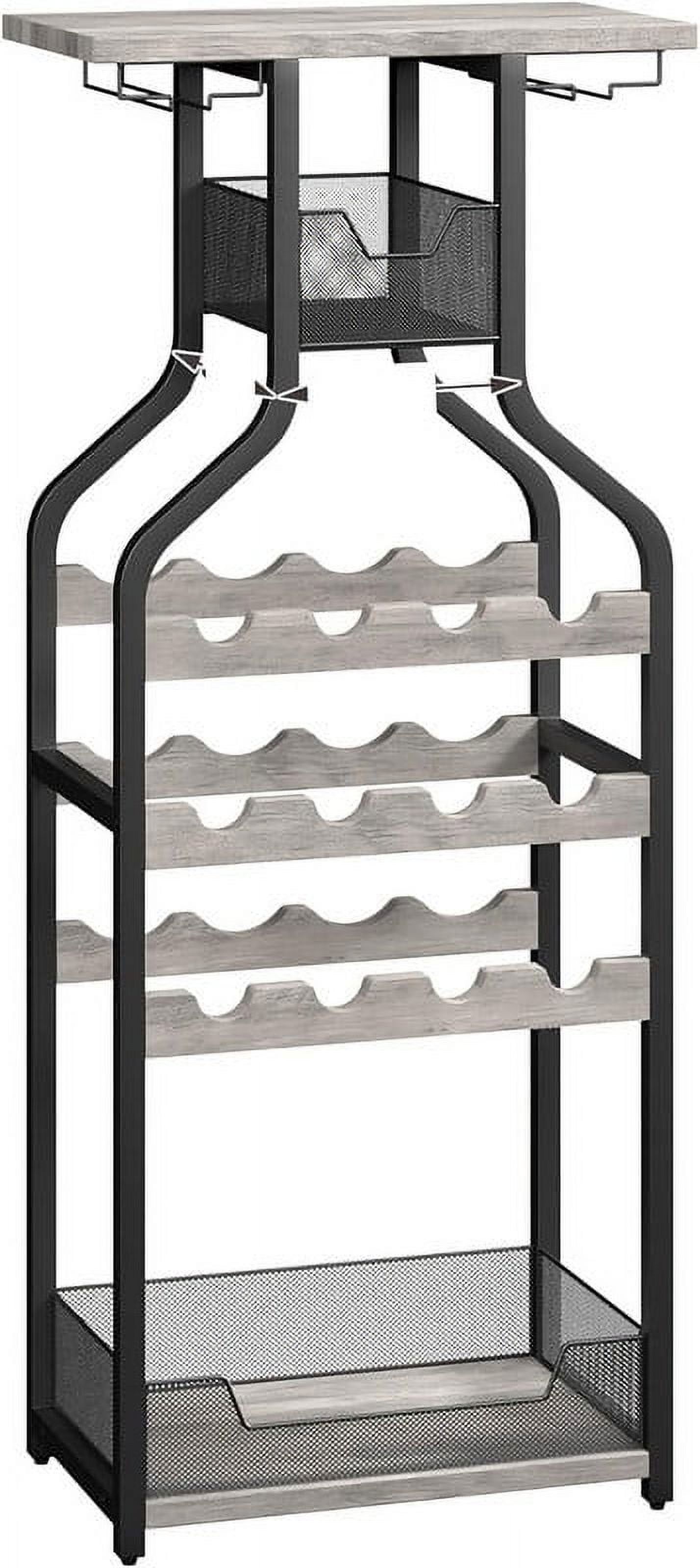 Homhougo—Wine Rack, Freestanding Floor Wine Storage Table Metal Wine ...