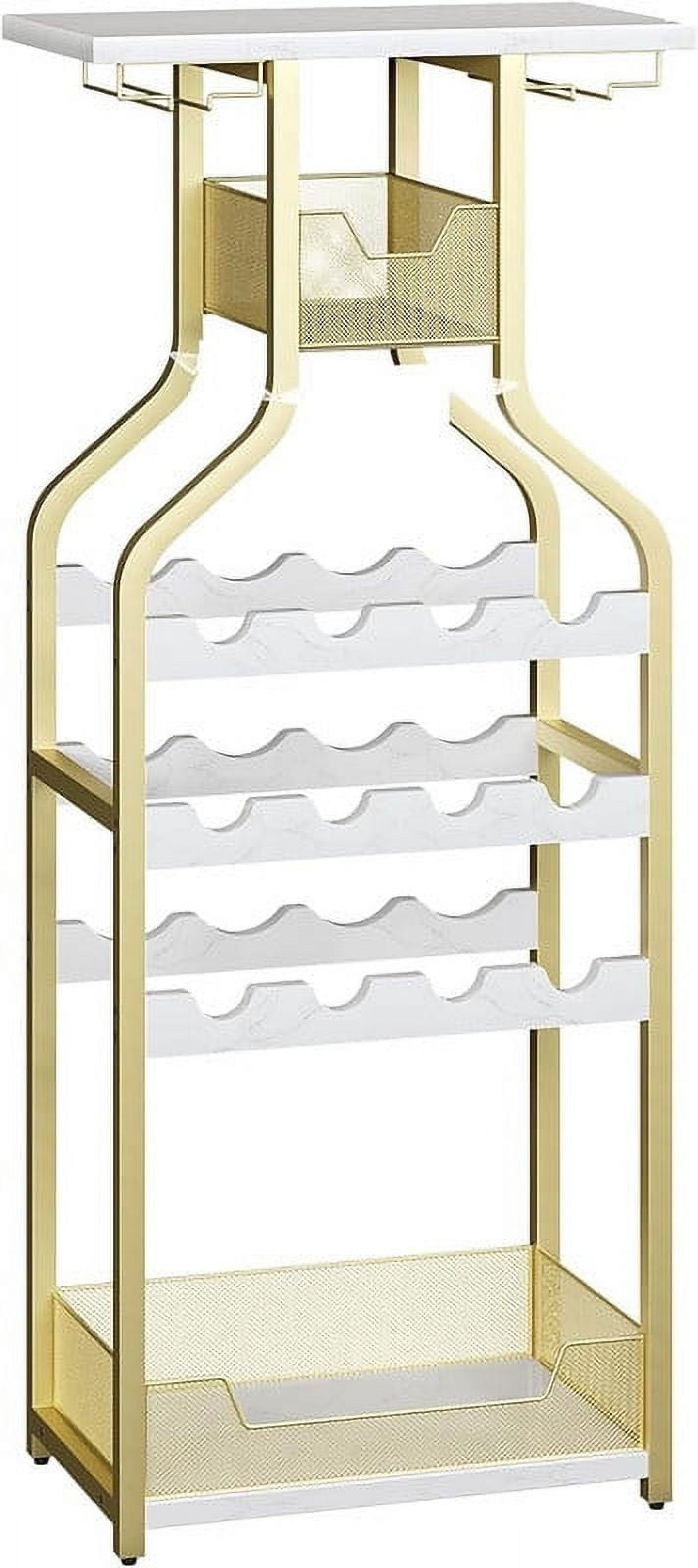 Homhougo—Wine Rack, Freestanding Floor Wine Storage Table Metal Wine ...