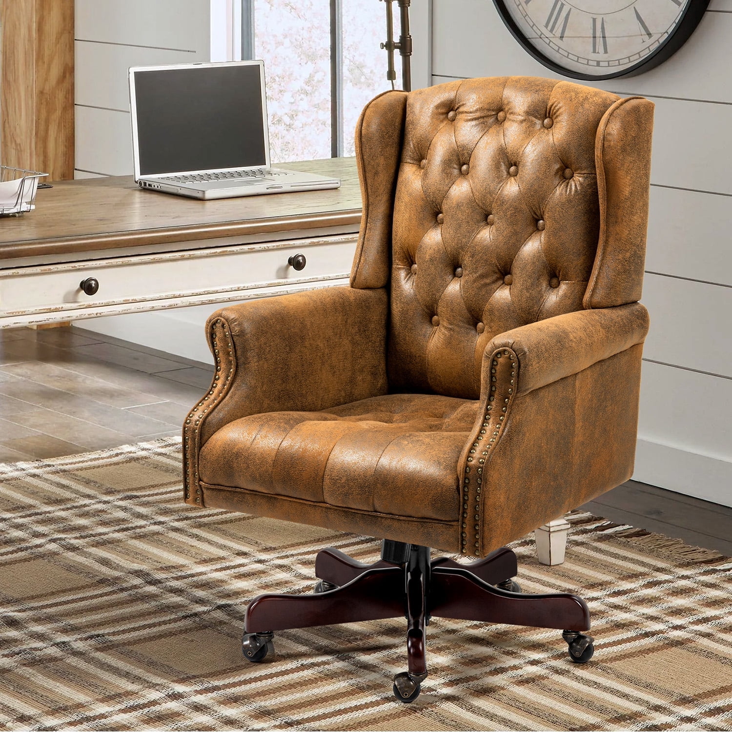 Homhum Classic Boss Office Chair, High Back Microfiber Swivel Desk ...