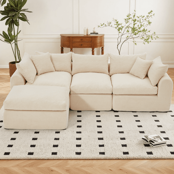 Homhum Cloud Sectional Couch with Deep Seat, Modern L Shaped Couch ...