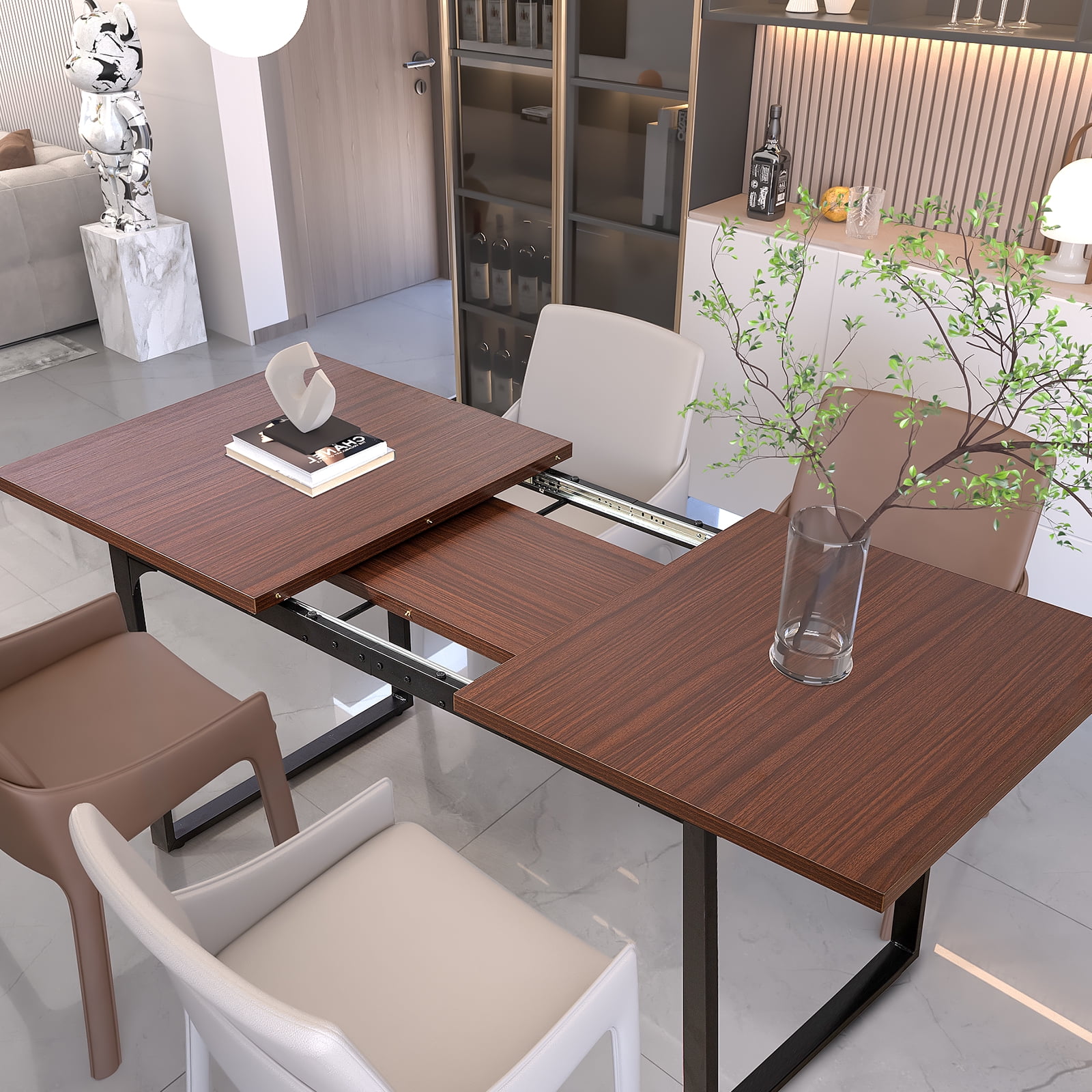 Homhum Extendable 70.86-Inch Wood Dining Table, Heavy-Duty Frame and ...